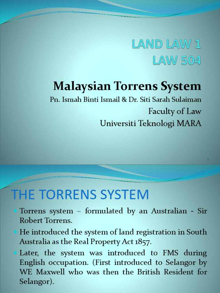 Torrens System Amended | Download Free PDF | Malaysia | Private Law