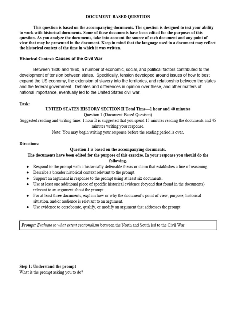 Causes of The Civil War DBQ Practice | PDF | Slavery In The United ...