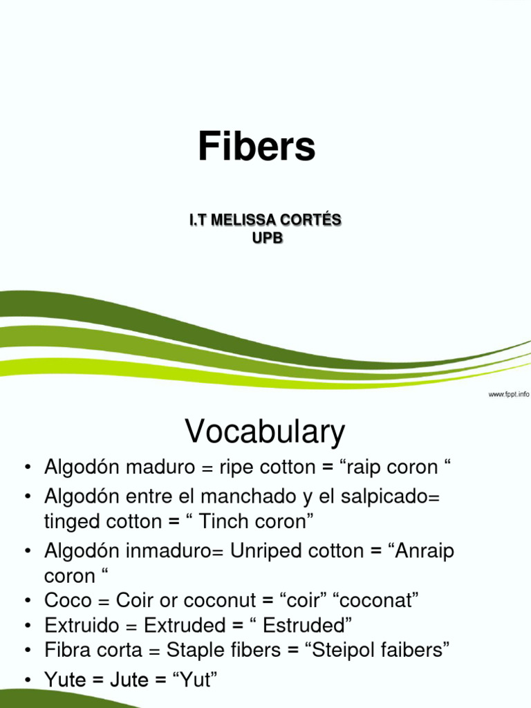 Vocabulary of Textile Fibers | PDF | Spinning (Textiles) | Fibers