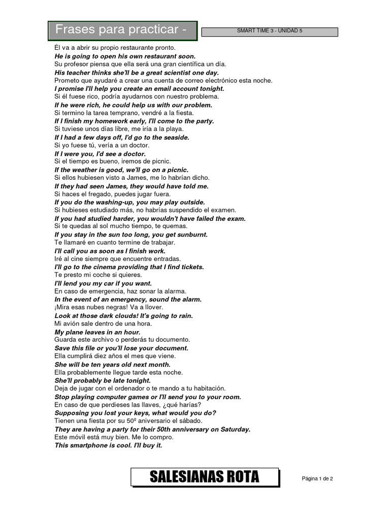 ST3 - Unit 5 - Frases de Español A Inglés - para Corregir | PDF