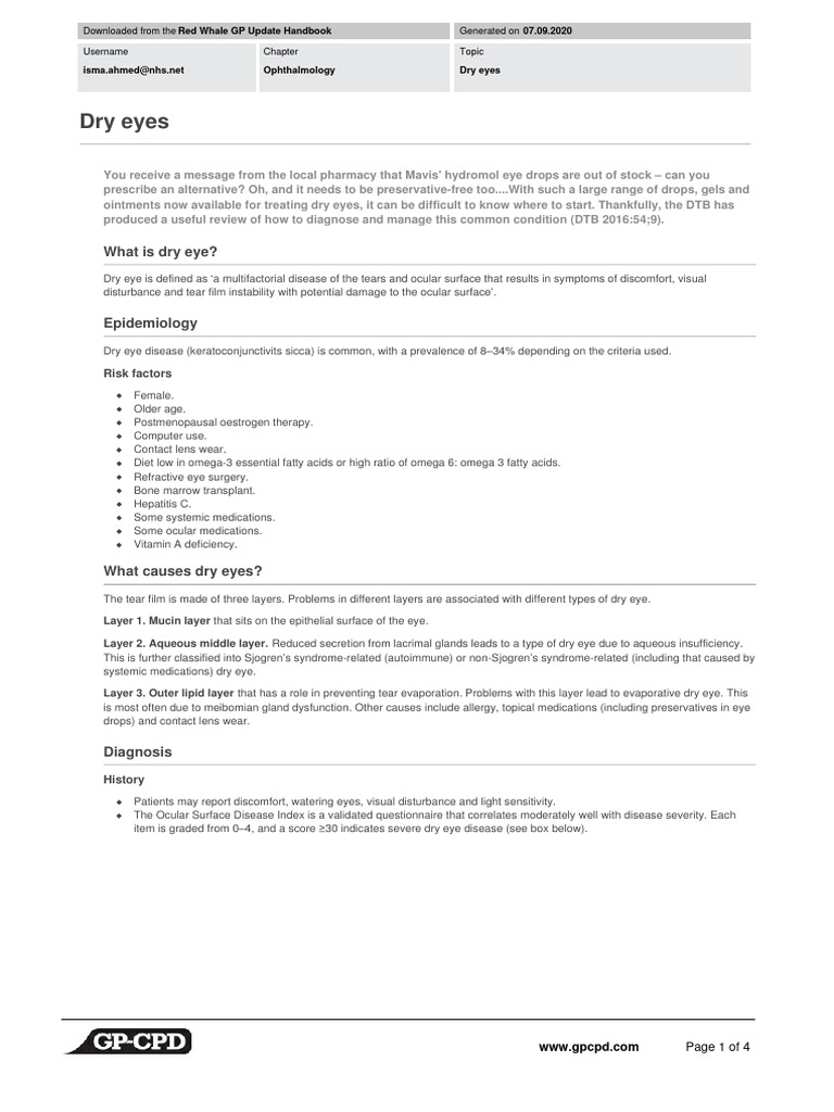 Dry Eyes | PDF | Human Eye | Ophthalmology