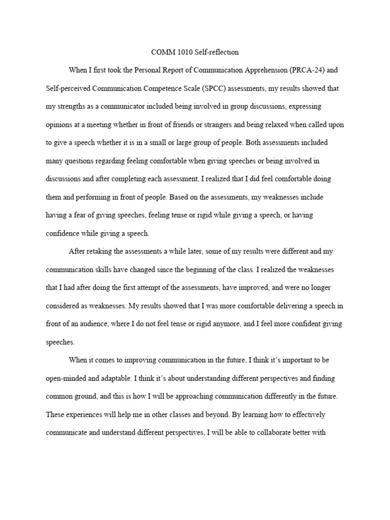 Comm 1010 Self Reflection | PDF