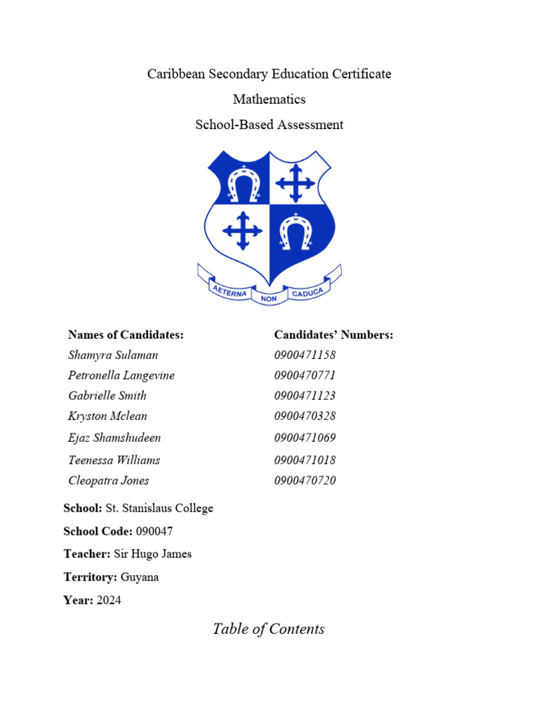 Mathematics School Based Assessment Fin Pdf Wi Fi Customer