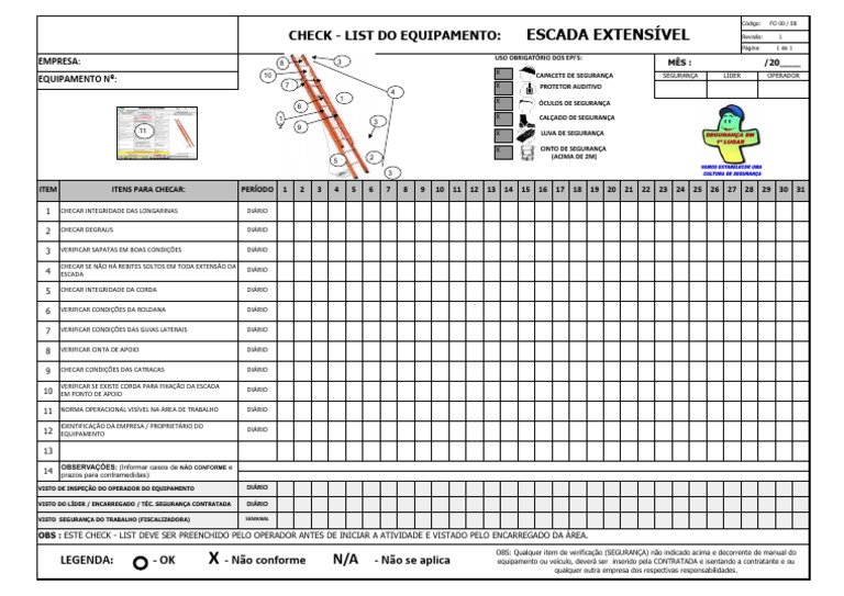 Check List Escada Extensível - Rev 1 | PDF