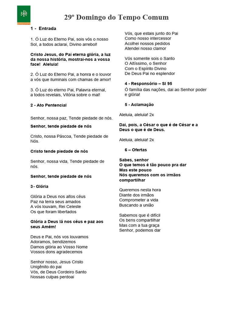 29 Domingo Do Tempo Comum | PDF | Amor | Maria, mãe de Jesus