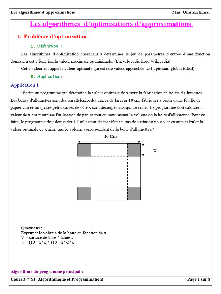 Les Algorithmes D'optimisations Et D'approximations | PDF | Pi ...