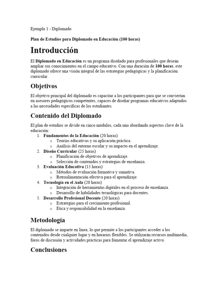 Ejemplos para La Presentación de Un Programa Académico | PDF ...