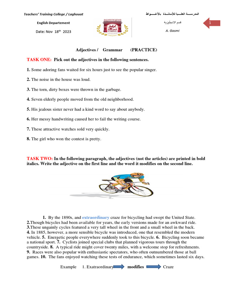 Adjectives Grammar Practice - 024323 | PDF | Adjective | Pronoun