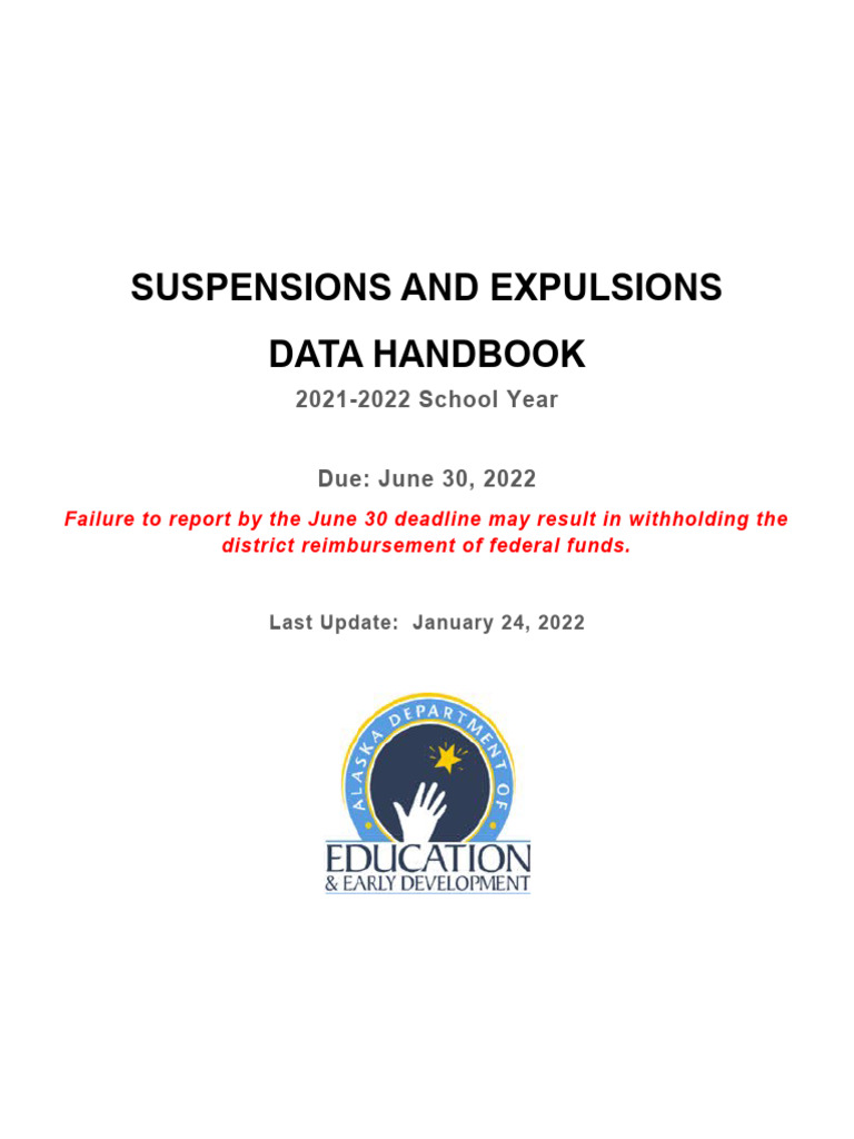 Suspensions and Expulsions Data Handbook: 2021-2022 School Year | PDF ...