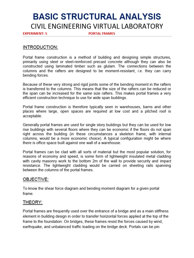 Exp-5 Portal Frames | PDF | Framing (Construction) | Building Engineering