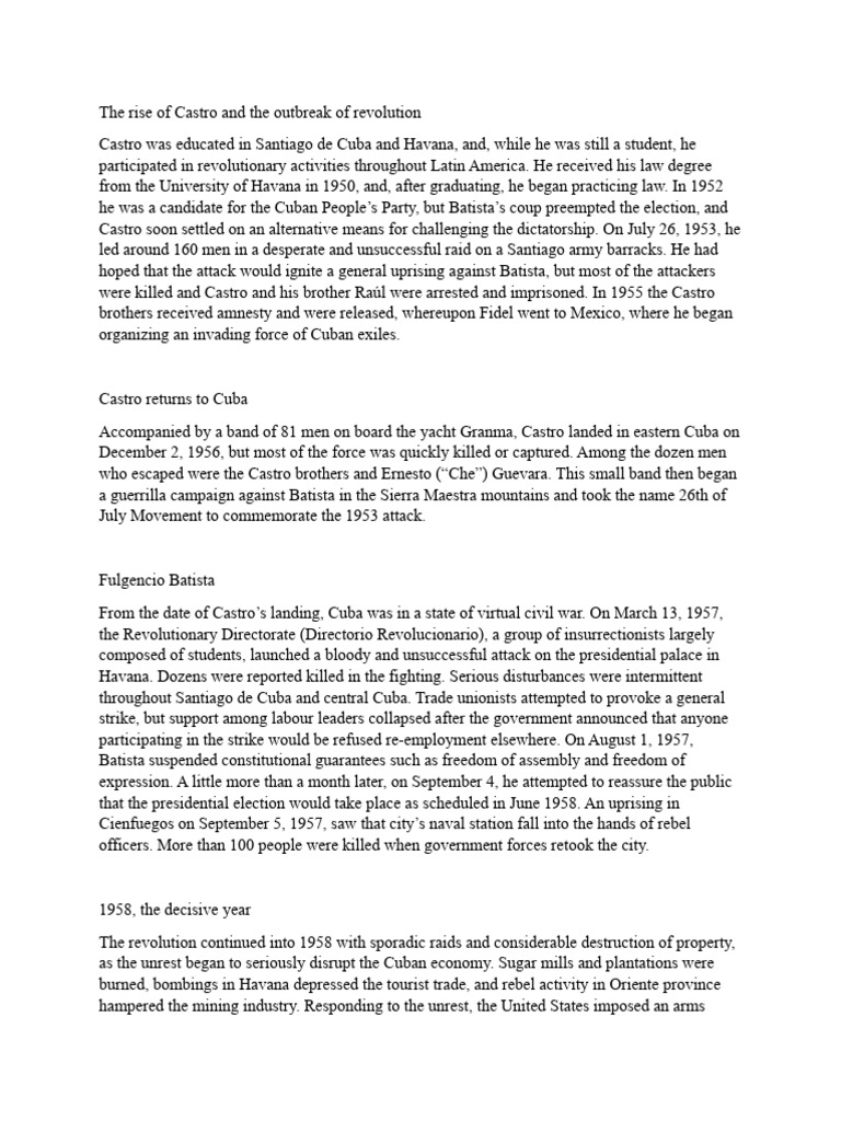 The Rise of Castro and The Outbreak of Revolution | PDF | Fidel Castro ...