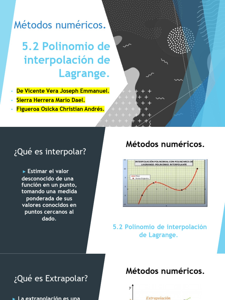 5.2 Polinomio de Interpolación de Lagrange | PDF | Análisis numérico | Matemáticas Aplicadas