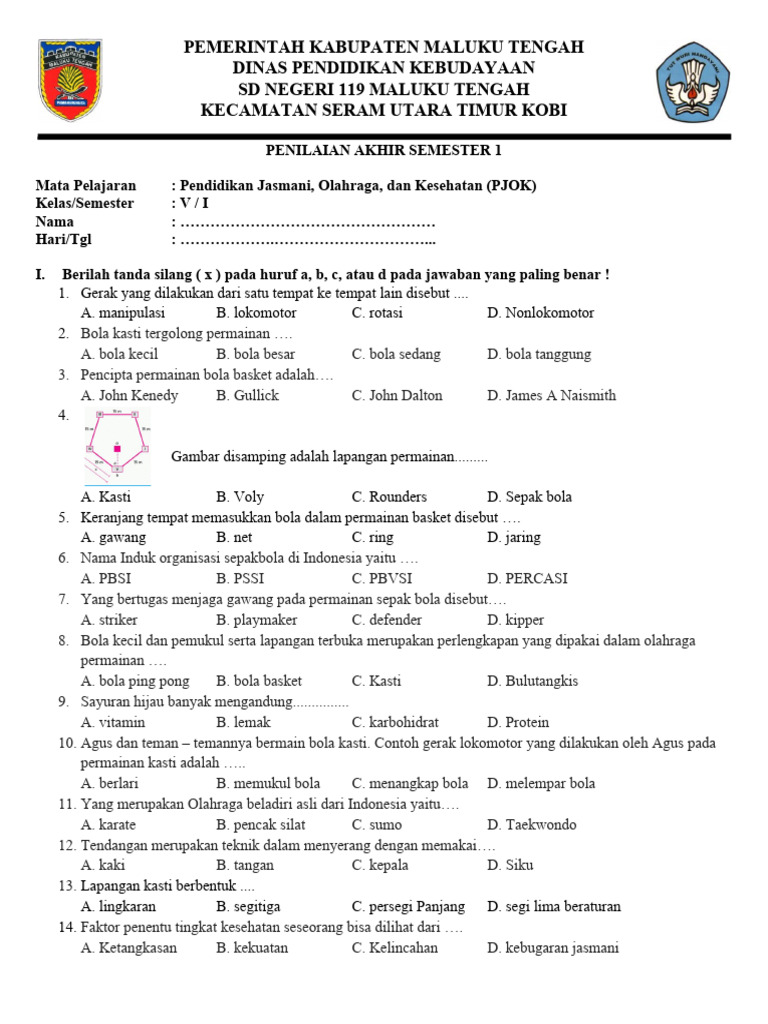 S.U Penjas Kelas 5 S.1 | PDF | Olahraga & Rekreasi