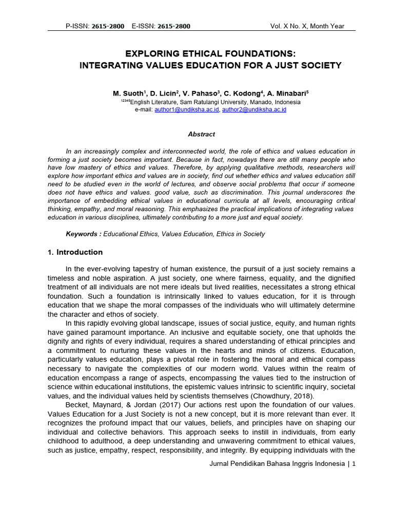 Journal Educational Ethics Group 2 | PDF | Qualitative Research | Morality