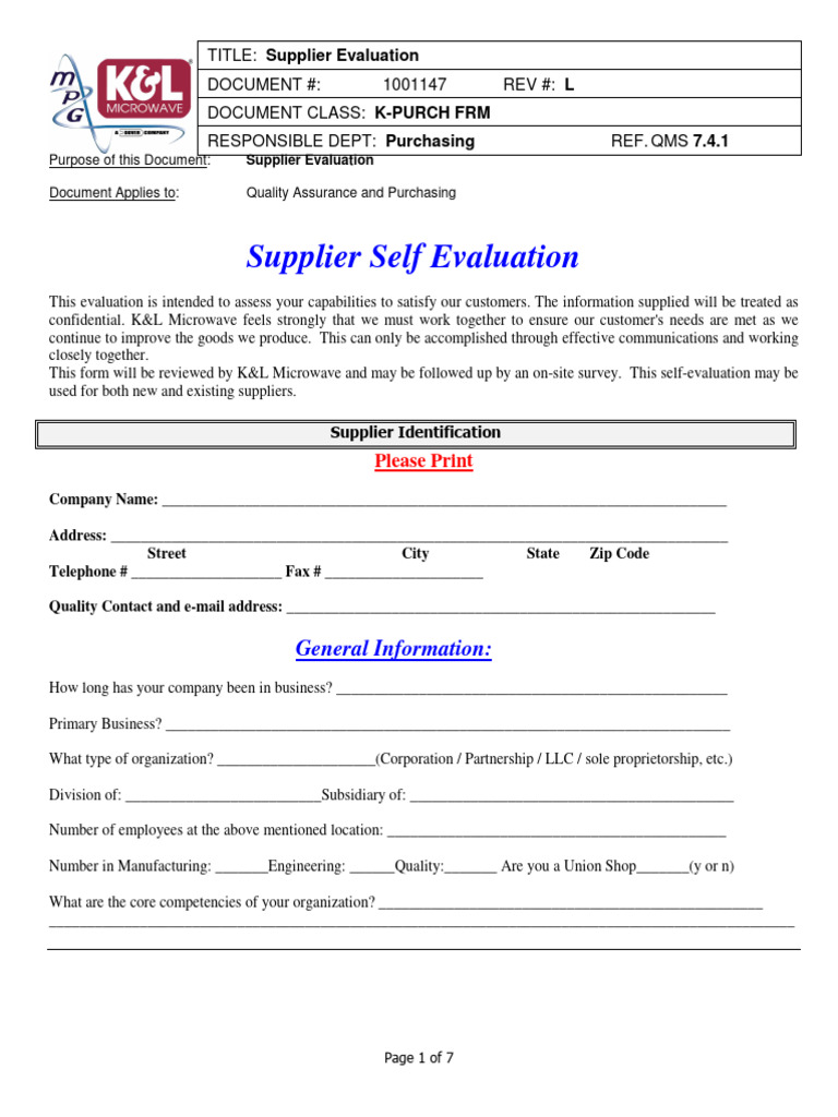 Vendor Form | PDF | Calibration | Quality Assurance