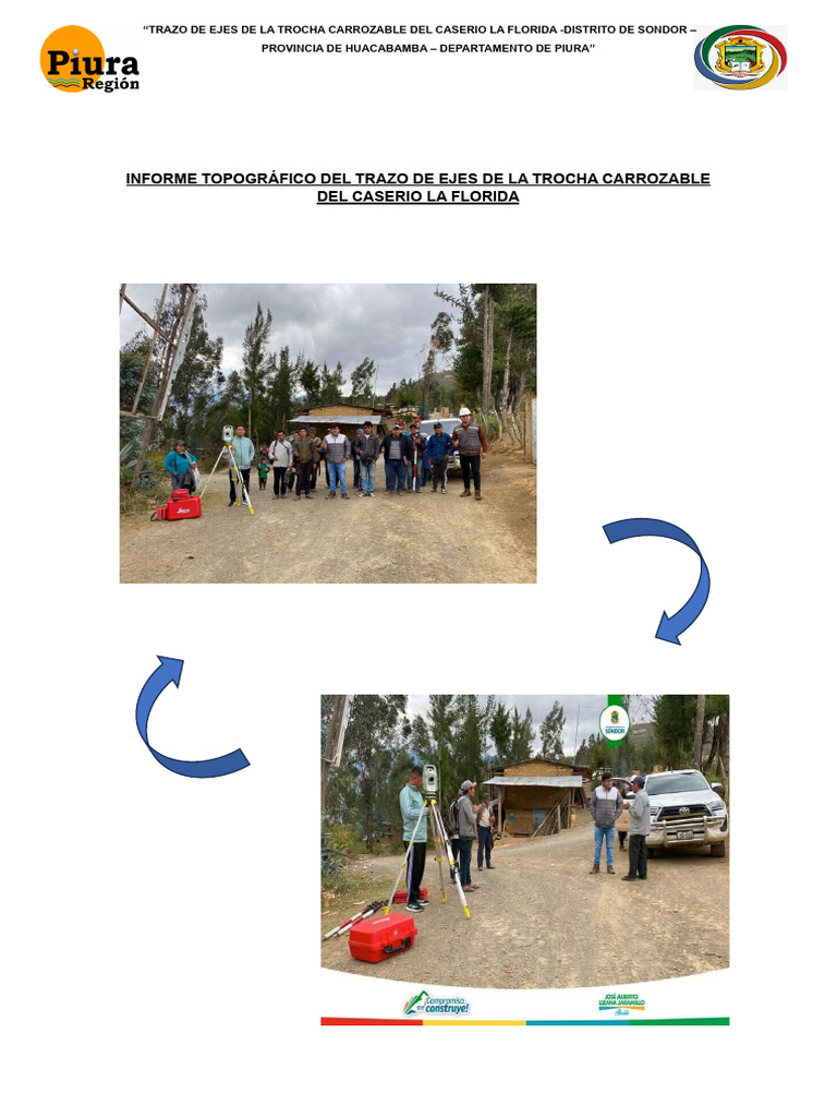 Informe Topografico de Trazo de Ejes de La Trocha Carrozable La Florida | PDF | Topografía ...
