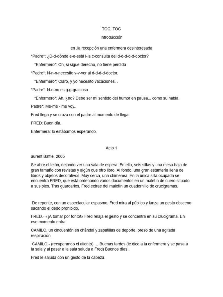 1 Adaptación Toc Toc | PDF | María, madre de Jesús