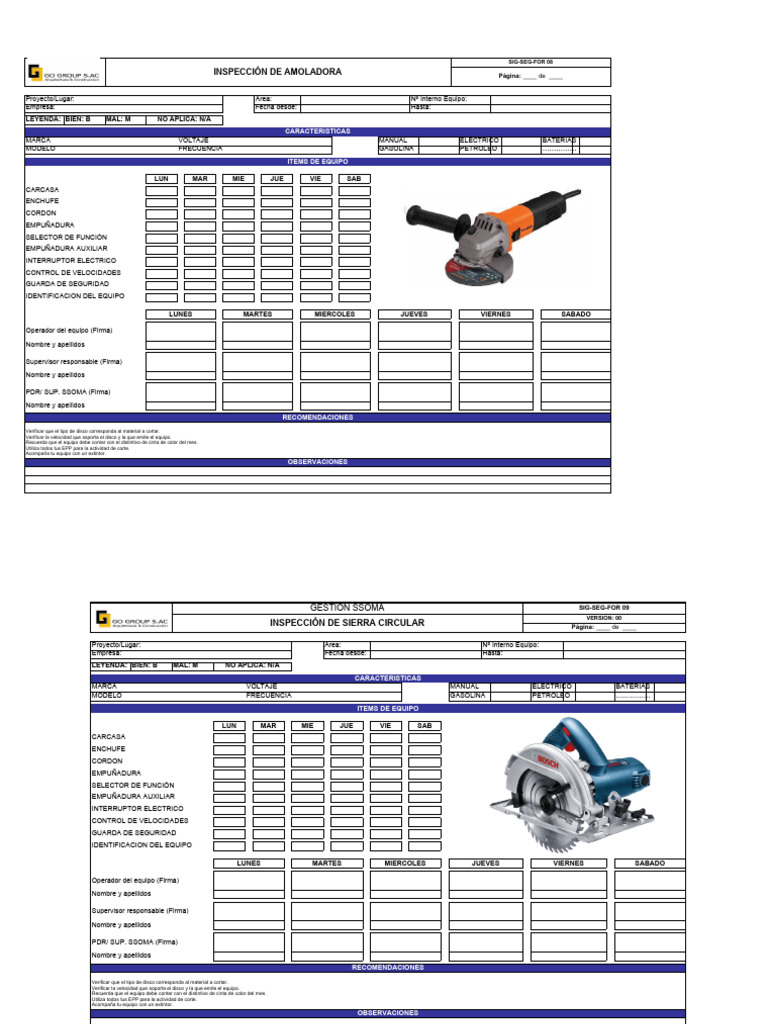 Check List de Maquinas | PDF | Materiales | Bienes manufacturados