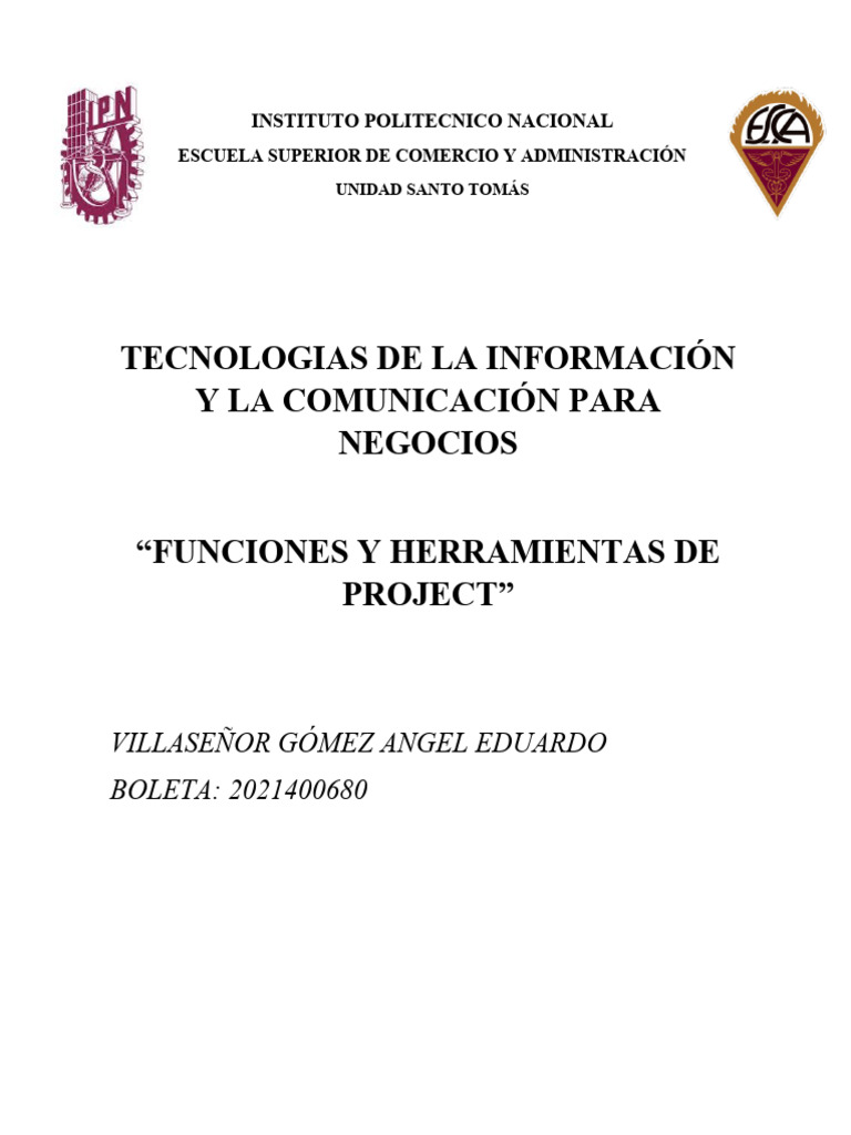 Funciones y herramientas de Project | PDF