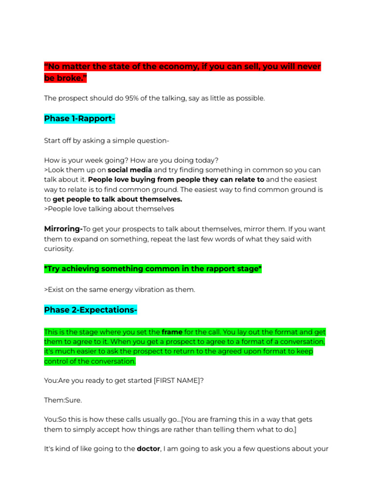 Sales Call Framework | PDF