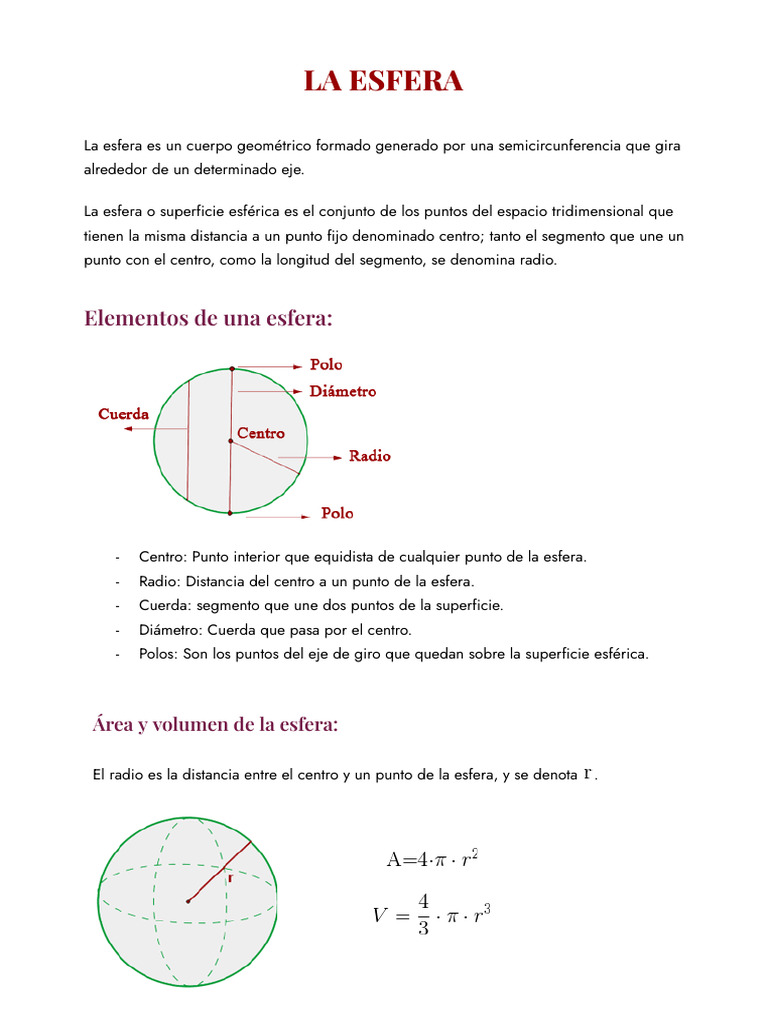 Tipos y propiedades de la esfera | PDF | Esfera | Objetos geométricos