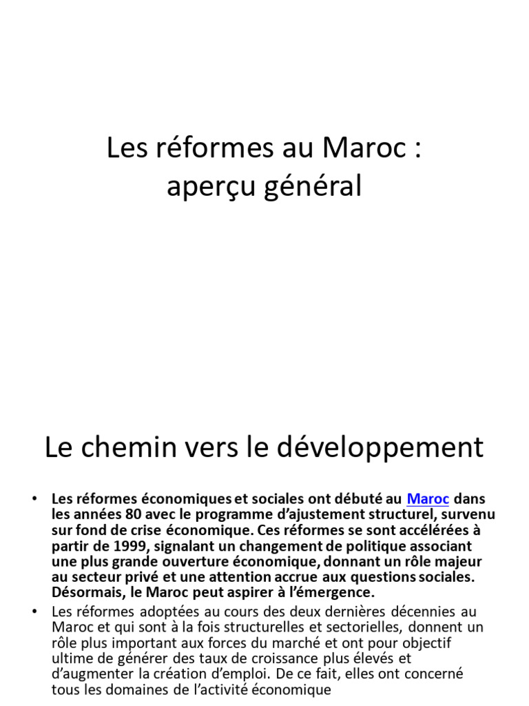 Réformes économiques et sociales au Maroc | PDF | Impôts | Maroc