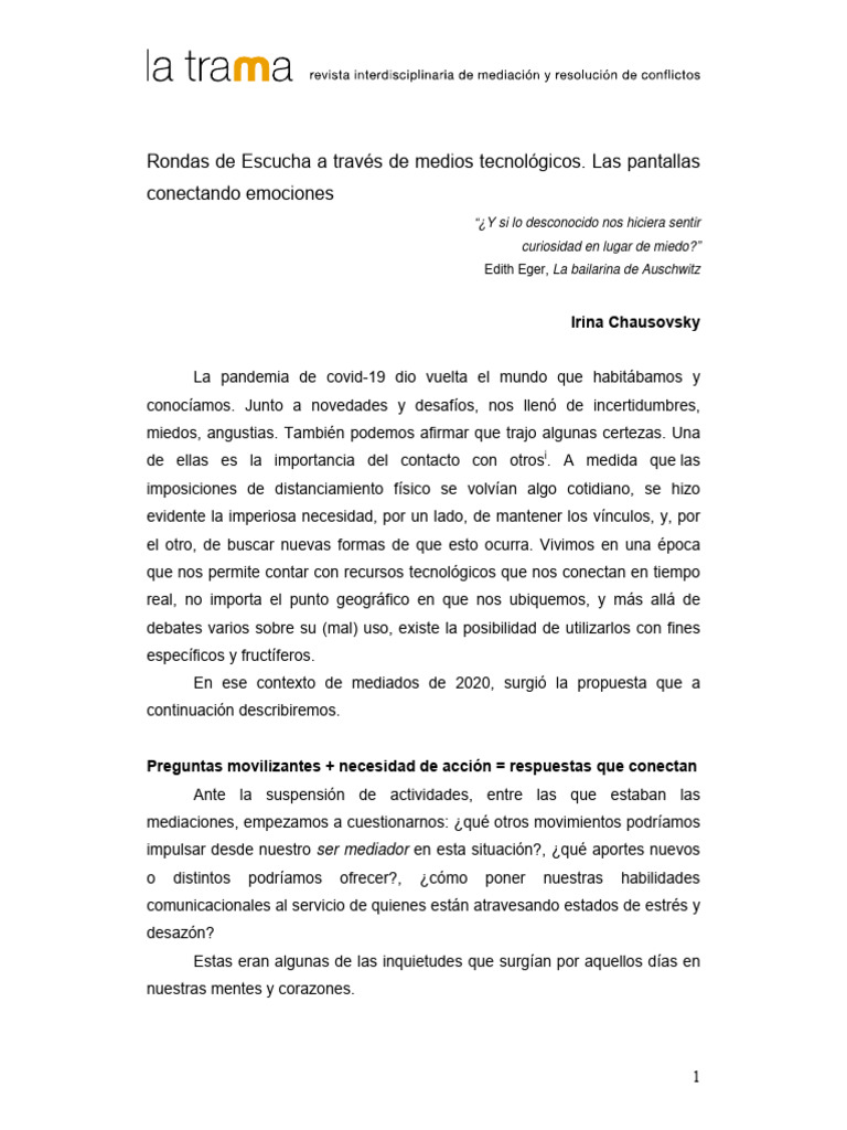 5-Chausovsky, I. Las pantallas conectando emociones (1) | PDF | Las ...