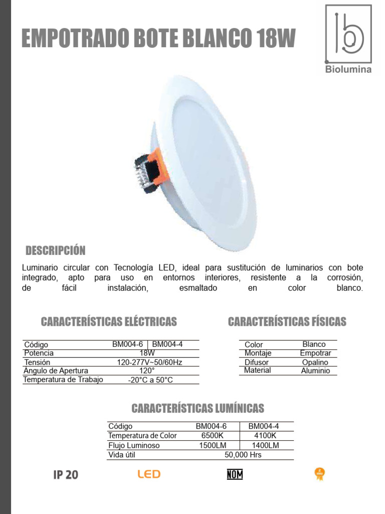Empotrado Bote Blanco 18W | PDF