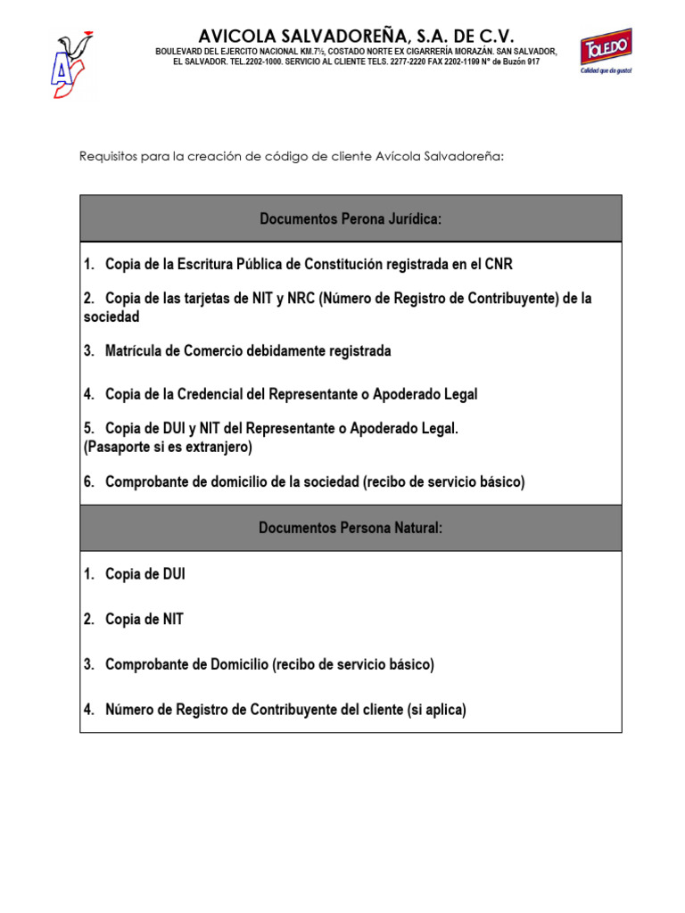 Documentación para Creación de Código Avicola Salvadoreña | PDF