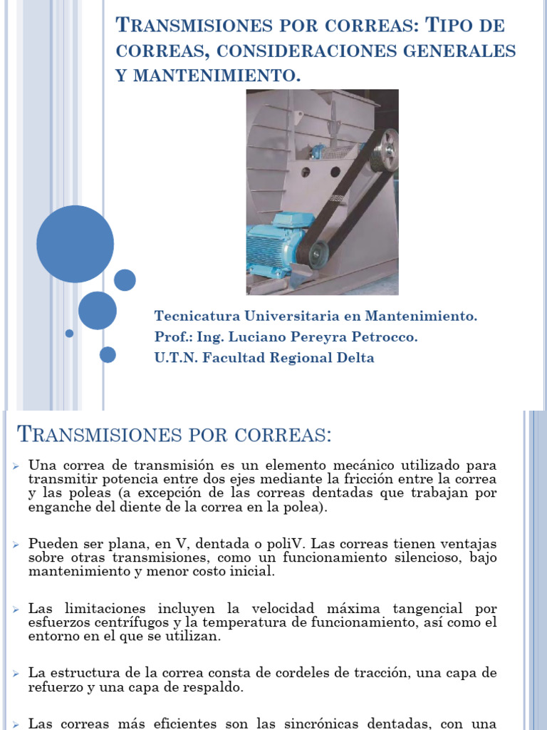 Transmisiones por Correas: Tipos y Mantenimiento | PDF | Cinturón ...