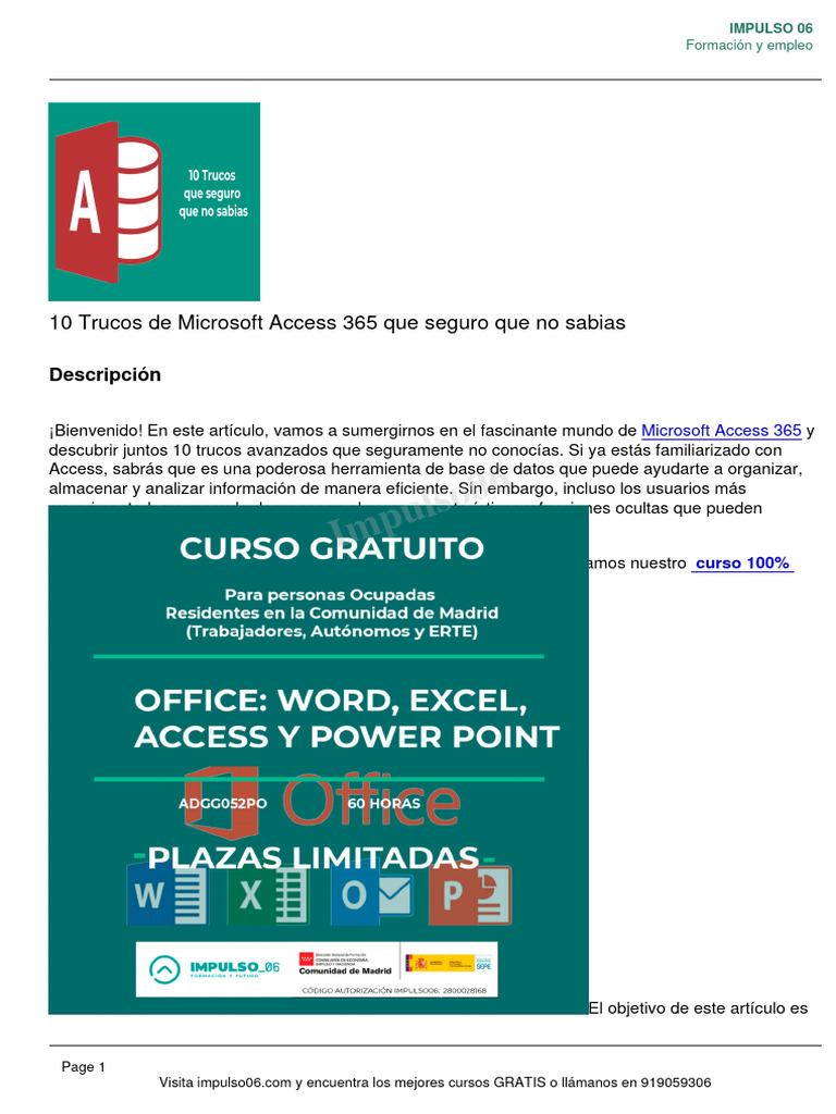 10 Trucos Avanzados de Access 365 | PDF | Bases de datos | Contraseña