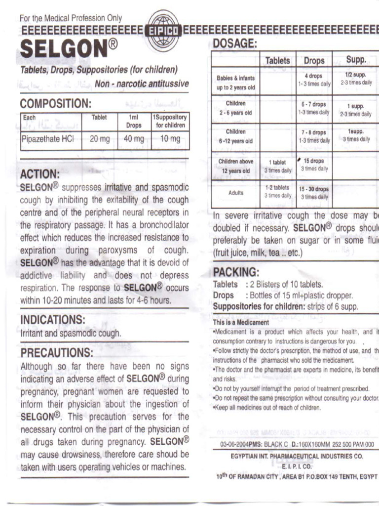 Selgon Drop Tablet Supp Patient Information Leaflet | PDF