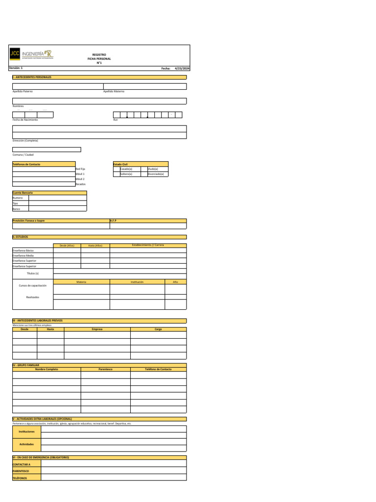 Ficha Personal JCC | PDF