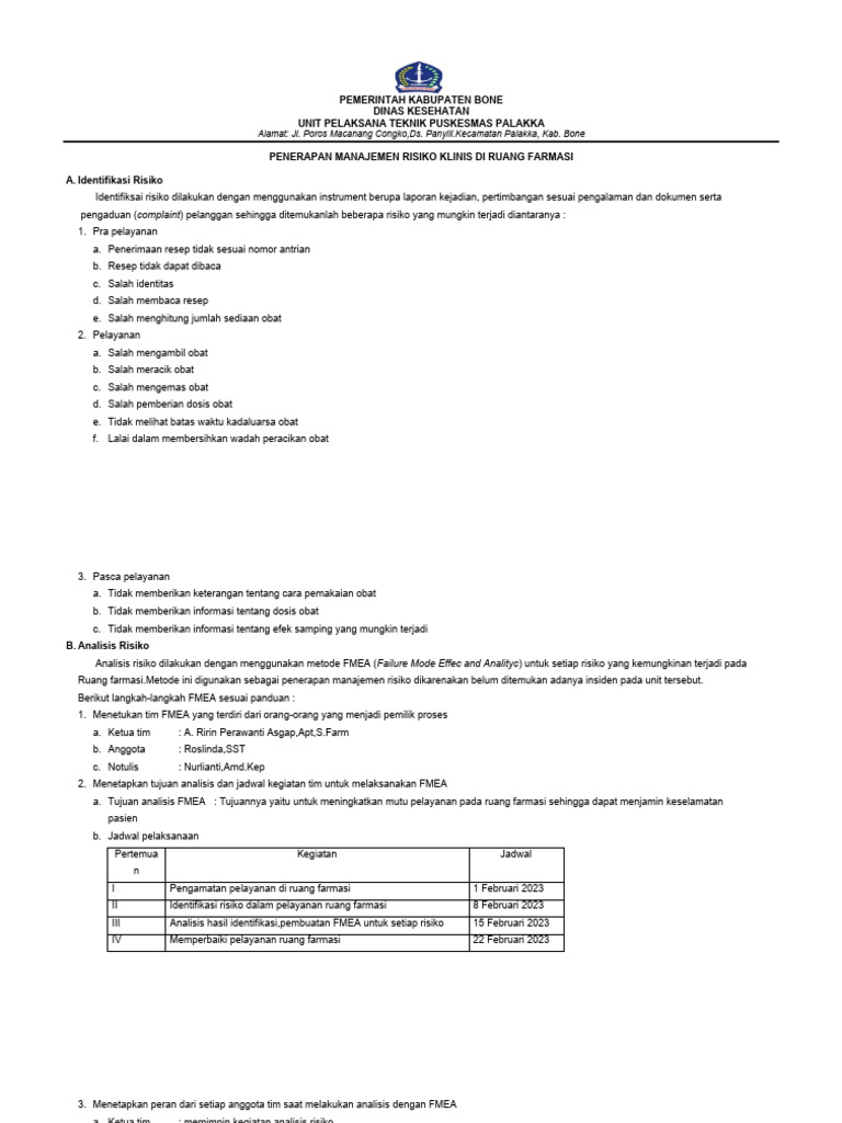 Manajemen Risiko Ruang Farmasi Pdf