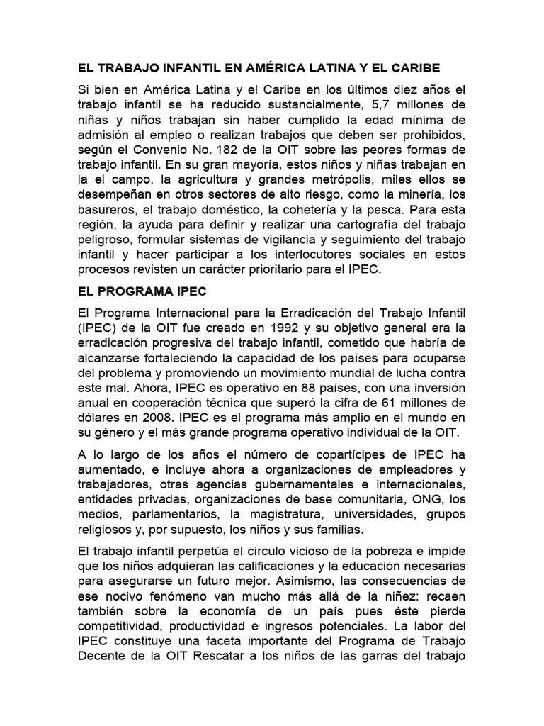 Trabajo Infantil en América Latina | PDF | Trabajo infantil ...