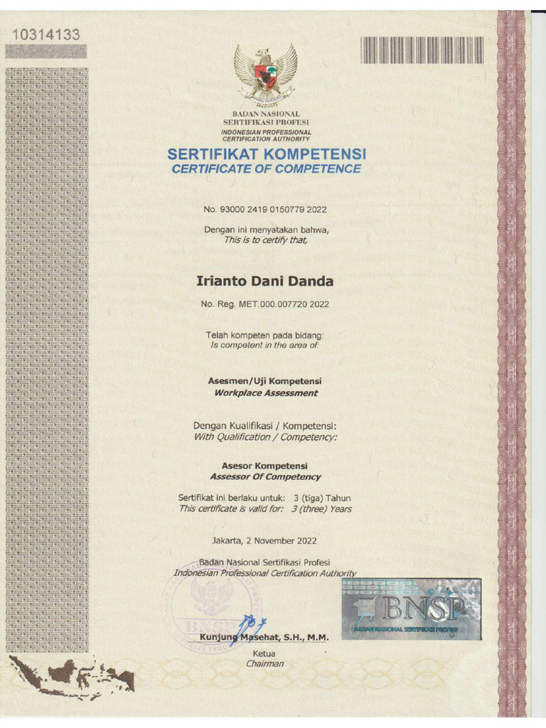 Asesor Kompetensi - Irianto Dani Danda | PDF