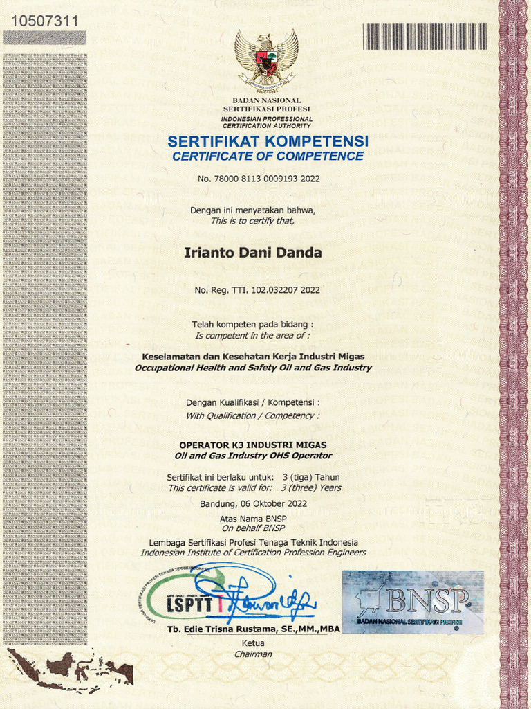 K3 Migas Irianto Dani Danda | PDF