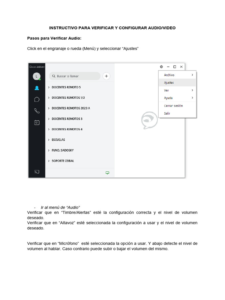 INSTRUCTIVO PARA VERIFICAR Y CONFIGURAR AUDIO_VIDEO | PDF