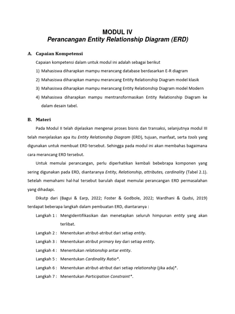 MODUL IV - Perancangan ERD Bagian I | PDF