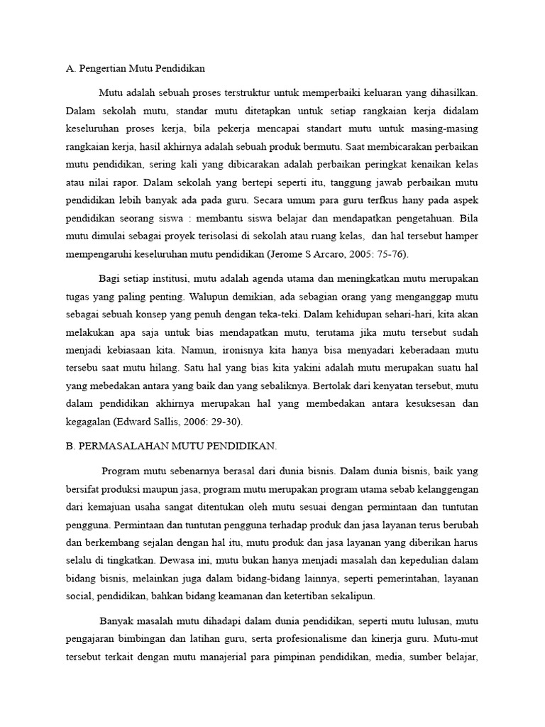 Jaminan Mutu Pendidikan | PDF