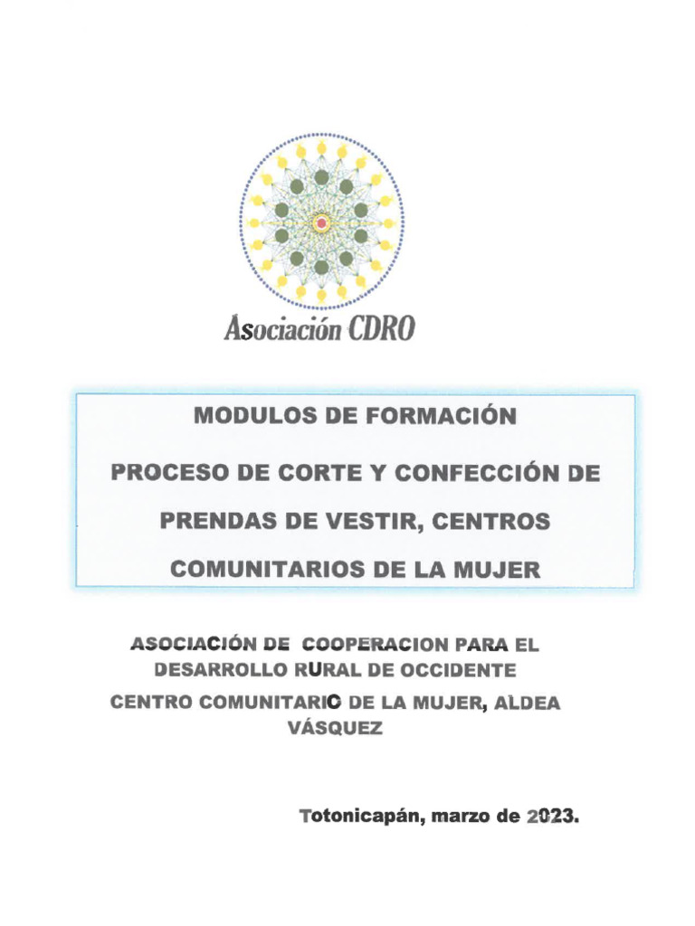 Propuesta de Modulos de Formación de Corte y Confección Asociación CDRO | PDF