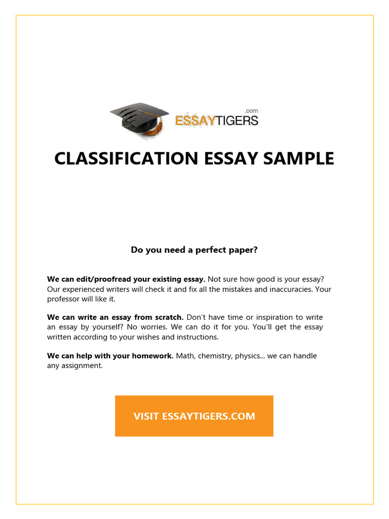 Essaytigers Classification Essay Sample | PDF | Diet (Nutrition) | Diet ...