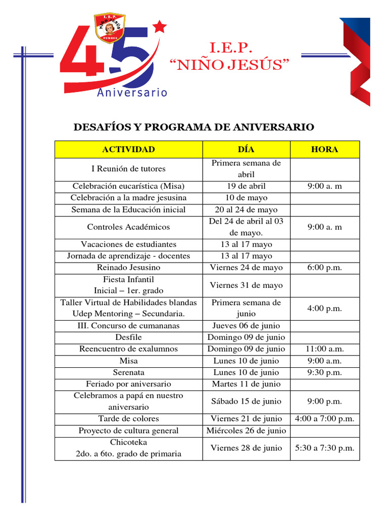 Programa de Aniversario 2024 | PDF