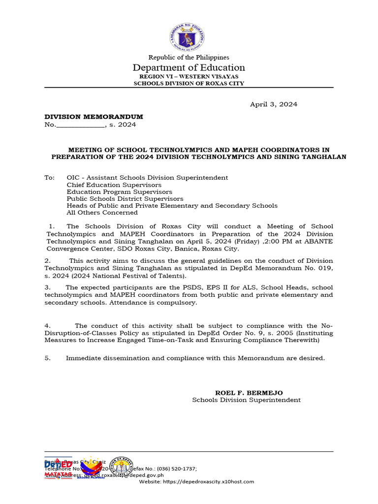 Meeting of Division Technolympics | PDF | Social Science