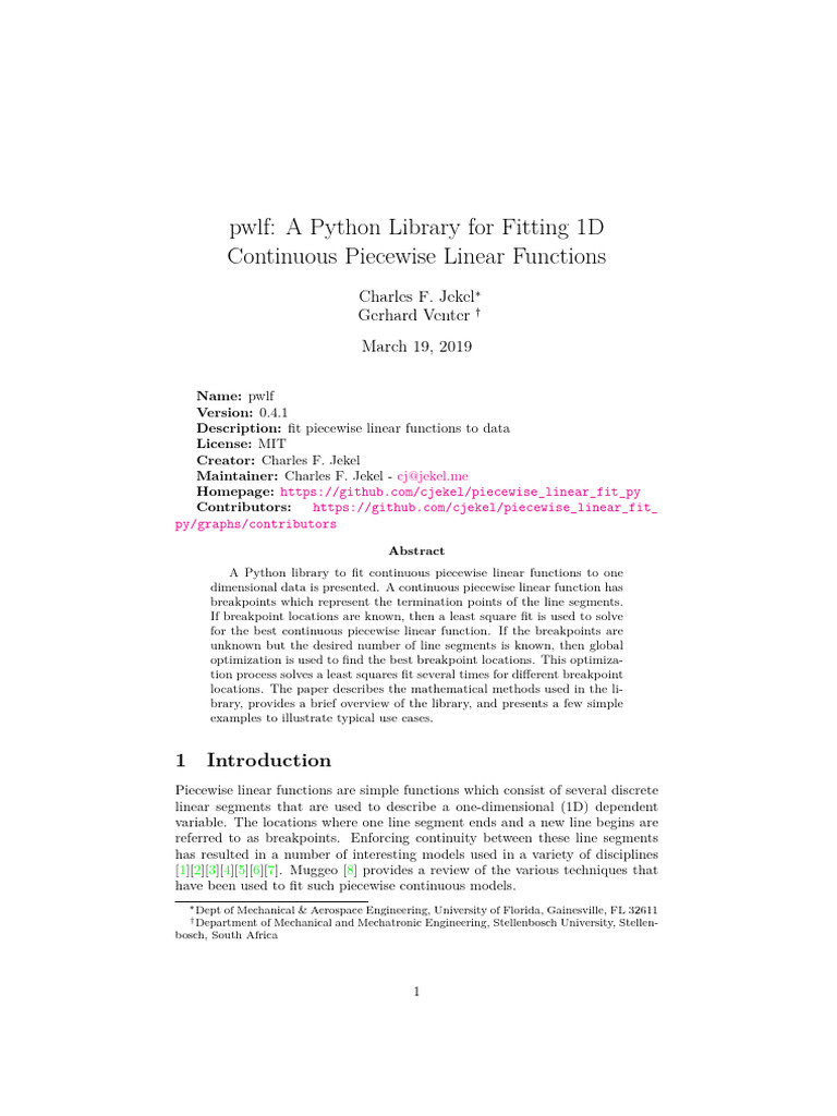 PWLF Jekel Venter v2 | PDF | Errors And Residuals | Coefficient Of ...