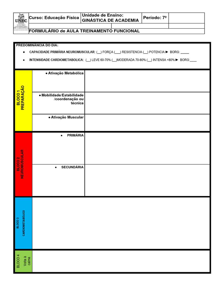 Fórmulario montagem de treino | PDF Fórmulario montagem de treino | PDF