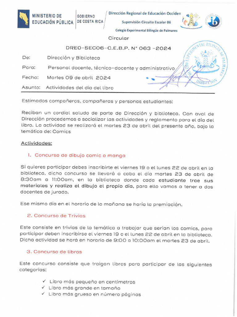 Circular DREO-SEC06-C.E.B.P. 063-2024 | PDF