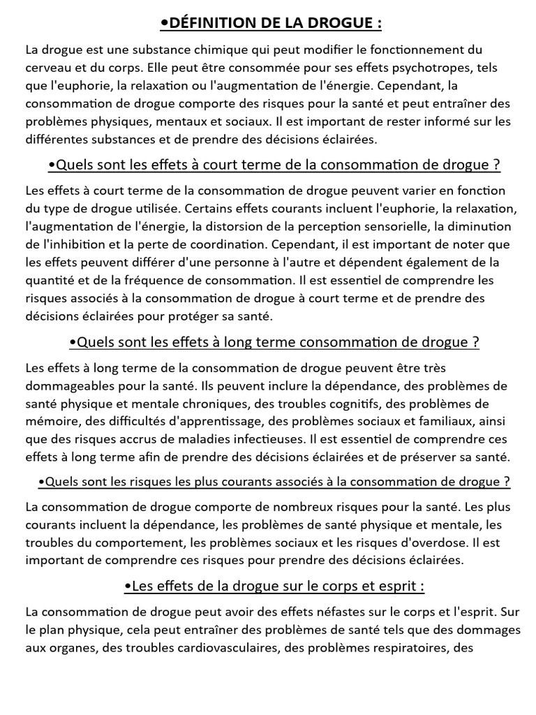 Définition et effets de la drogue | PDF | Médicaments | Médecine clinique