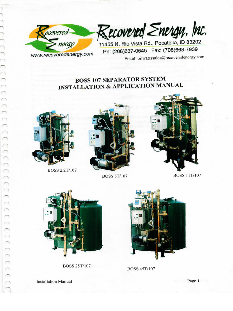OWS BOSS 107 Separator System Manual | PDF