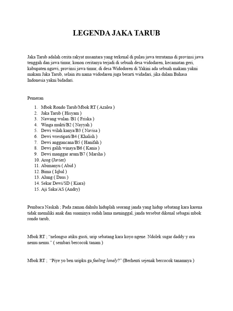 Legenda Jaka Tarub 2 | PDF | Agama & Spiritualitas | Fiksi Umum